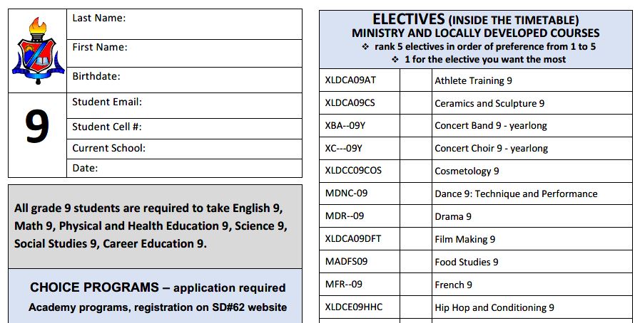 Gr 9 Course Selection | Belmont