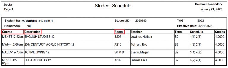 Semester 2 Schedules | Belmont Secondary School
