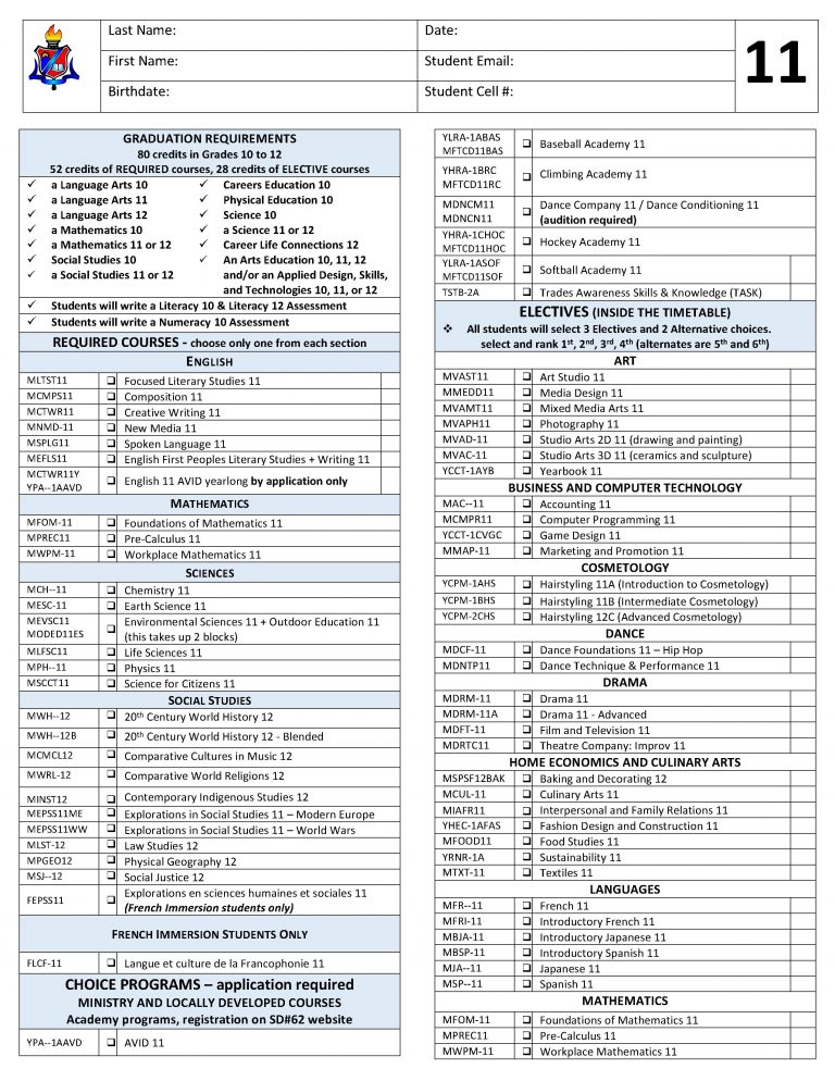 Gr 10 – 12 Course Selection | Belmont